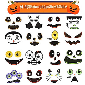 IFLYOOY 16 PCS Halloween Crafts for Kids Home Decorations Craft Kit DIY with Self-Adhesive Pumpkin Stickers Halloween Activities for Kids