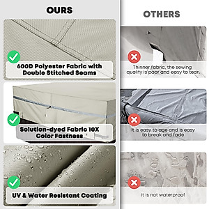 PatioGem Hot Tub Cover Protector, Outdoor SPA Covers for Hot Tub, Heavy Duty 600D Polyester Waterproof UV Protection Hot Tub Covers Replacement, Square SPA Cover Protector 95 x 95 x 20 inch, Grey