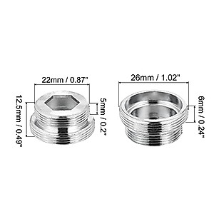uxcell Faucet Adapter, 4pcs M26mmx6mm Male Thread to M22mmx5mm Male Thread Brass Tap Aerator Connector for Kitchen Bathroom Sink