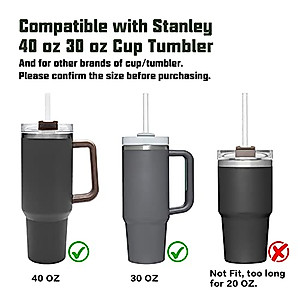 Replacement Straw Compatible with Stanley 40 oz 30 oz Cup Tumbler, 6 Pack Reusable Straws with Cleaning Brush for Stanley Adventure Travel Tumbler, Plastic Clear Straw for Stanley Accessories