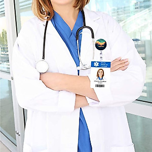 Badge Reel Retractable Nurse Badge Holder Cute Name Decorative Badge Reels with Clip on ID Card Holders (5 Pack Mountain Sky Sun)