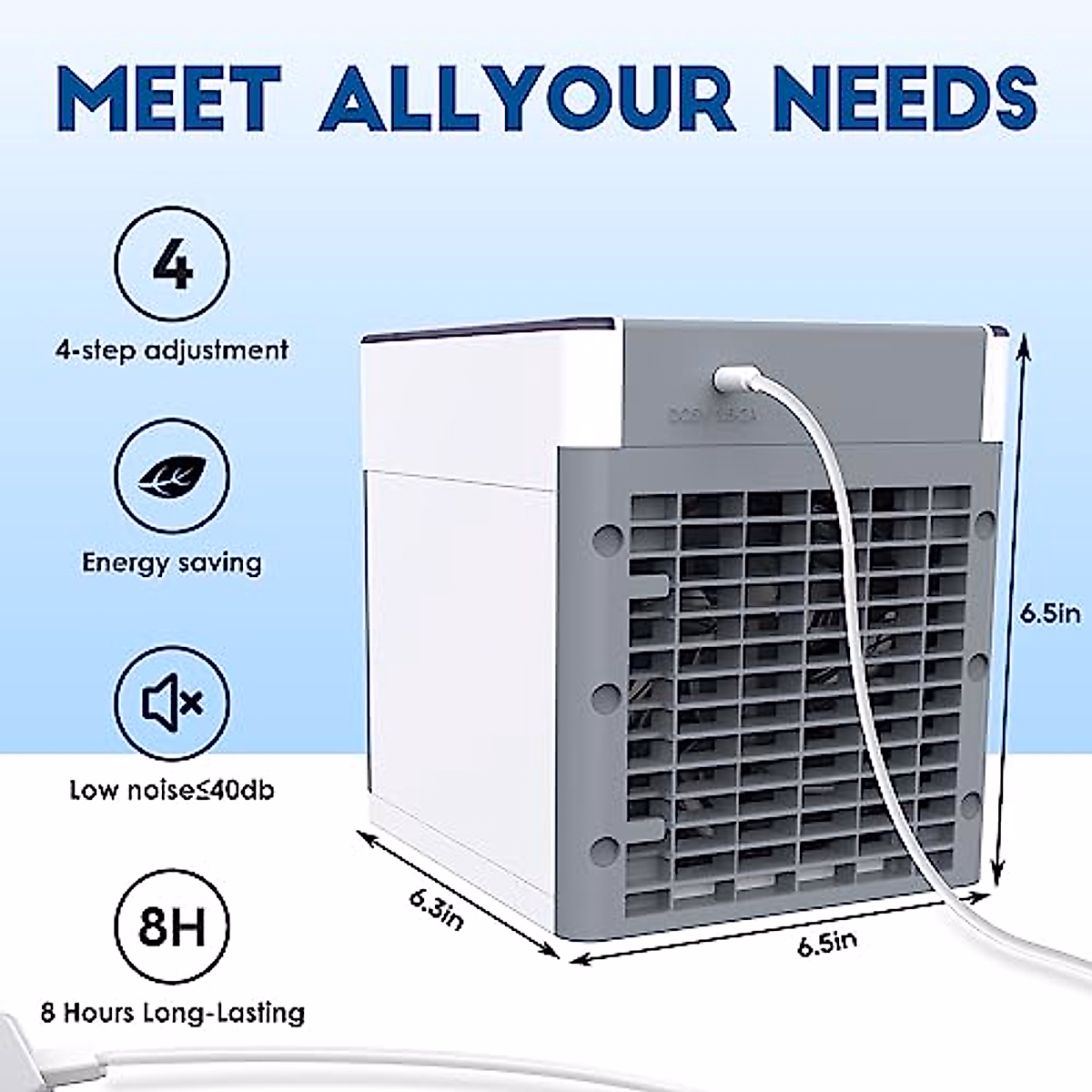 Portable Air Conditioner, 3-IN-1 Evaporative Air Cooler, 4-Speed Mini Air Conditioners with USB for Room/Office/Camping