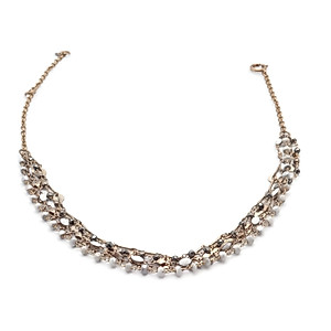 Catherine Popesco White & Grey Mineral Stone Mix Multi Strand Goldtone Necklace