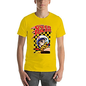 COROBAN Men's Go Speed Racer Classic Sports Tshirts Anime Tee Yellow L