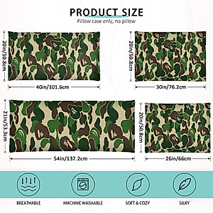 Camouflage Green Pillowcase for Hair and Skin Body Pillow Cover Pillowcases Queen Size 20"X 30" Body Pillow Case Cover with Zipper for Body Pillows