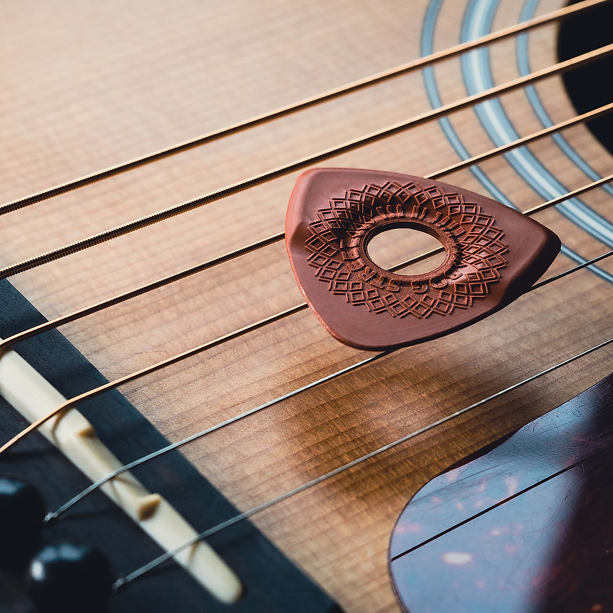 Bog Street AXE CUT Guitar Picks, Medium, Electric Guitar and Acoustic Guitar Picks, Red (6-Pack)
