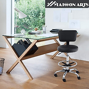 MAISON ARTS Office Desk Chair Swivel Adjustable Rolling Stool with Wheels Armless Drafting Task Chair with Back for Home Office Bar Kitchen Shop Salon Spa Massage Medical, 300LBS Bear Capacity, Black