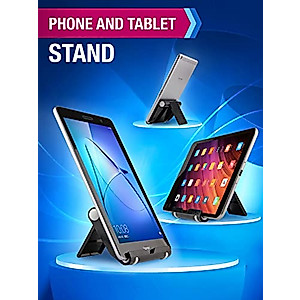 Cell Phone Stand Portable Compact : Cradle, Smartphone Holder, Small Tablet Stand for Office Desk - Black
