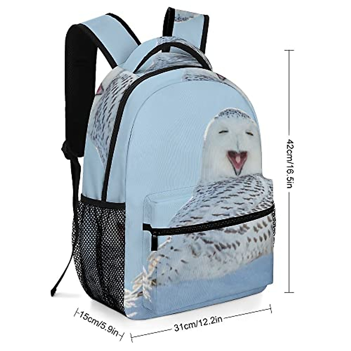 XOLLAR Laptop Backpacks for Men Women Snowy Owl Yawning Lightweight Travel Daypack Large Hiking Camping Bags