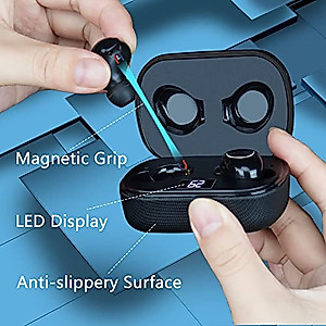 AKSONIC Wireless Earbuds, Bluetooth 5.0 45H Playtime TWS True Wireless Headphones for iPhone Android Workout Sports Sleep with Microphone Charging Case IPX4 Waterproof Button Control (Black)