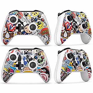 GNG Stickerbomb Skin Decal Sticker Compatible with Xbox One S Console + 2 Controller Skins