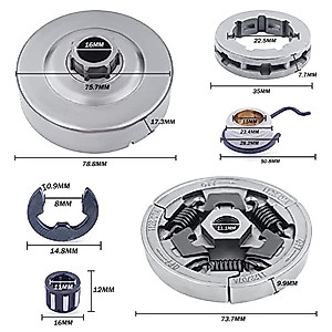 Adefol Chainsaw Clutch Drum Sprocket For Stihl MS361 MS440 MS461 MS460 044 046 Replacement Parts with Worm Gear E-Clip Needle Bearing 3/8" Rim Sprocket for 1128 007 1000