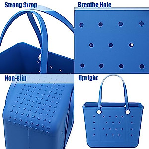 MYHOZEE Beach Bag Large Rubber Tote Bag With Holes,for Women，Washable Open Tote Handbag Waterproof Tote Swim Bag for Beach Pool Sports Market Outdoor shopping