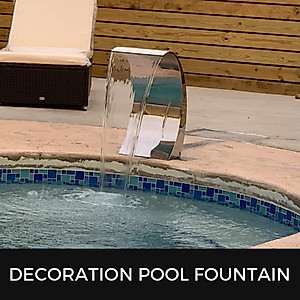 Happybuy Stainless Steel Pool Fountain 17.7 x 11.8 x 23.6 inches Pool Fountain Silver Pool Fountains for In Ground Pools Garden Outdoor Waterfalls Sheer Descent Pond Water Feature