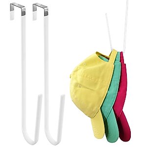 Crpzszshtp 2 Pack Hat Organizer for Baseball Caps, Hat Storage and Organization for Door, Closet Organizer Hat Hooks for Door,Bedroom,Closet(Stainless Steel with Milky Soft Rubber)