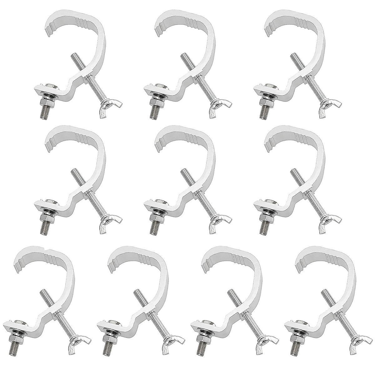 PINGEUI 10 Pack Stage Light Clamp, Aluminum Alloy Truss Clamp, Stage Light Clamp Hook for DJ Lighting Par Lights Spot Lights, Fit for 1.18-2 Inch OD Pipe, Max Load 44 lbs