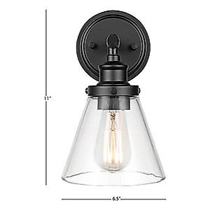 Globe Electric 44633 Parker 1-Light Outdoor Indoor Wall Sconce, Matte Black, Clear Glass Shade