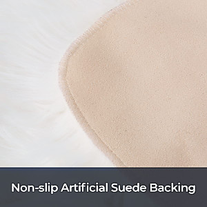 HYSEAS 2 Pack Faux Sheepskin Fur Area Rug, White 3x3 Feet Round Fluffy Soft Fuzzy Plush Shaggy Carpet Throw Rug for Indoor Floor, Sofa, Chair, Bedroom, Living Room, Home Decoration