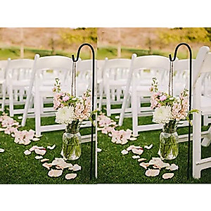 Ashman Black Shepherd Hook 48 Inch (2 Pack), 10MM Thick, Super Strong, Rust Resistant Steel Hook Ideal for Use at Weddings, Hanging Plant Baskets, Solar Lights, Lanterns, Bird Feeders.