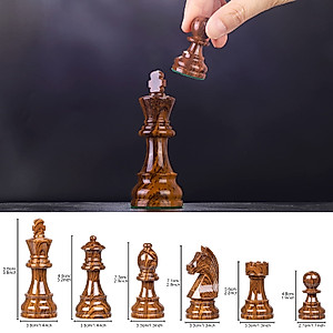 Onietoiy 3 in 1 High Polymer 3.75 Inch Weighted Chess Sets Backgammon and Checker Games Standard Competition Chess Pieces with Extra 2 Queens and Large Portable 19 inch Chess Board Set