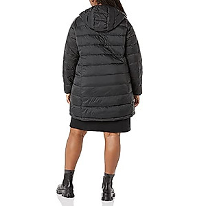 Amazon Essentials Women's Lightweight Water-Resistant Hooded Puffer Coat (Available in Plus Size), Black, Medium
