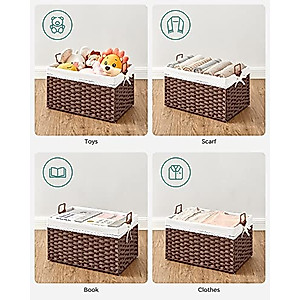 SONGMICS Laundry Basket, Laundry Hamper with 2 Removable Liner Bags & 3 Mesh Laundry Bags, 75L Sturdy Tall Laundry Bin, Freestanding Clothes Hamper with Handles, for Bathroom Dorm, Brown URST375K01