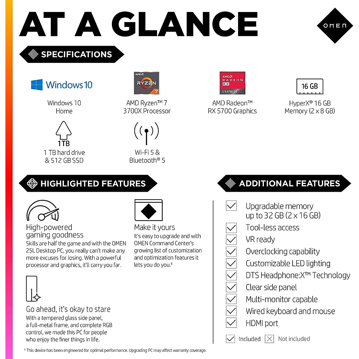 OMEN 2022 Newest Upgraded 25L Gaming Desktop PC, Geforce RTX 3060, AMD Ryzen 7 3700X, 64 GB DDR4 RAM, 2TB SSD+4TB HDD, Windows 11, VR Ready, RGB Lighting Black