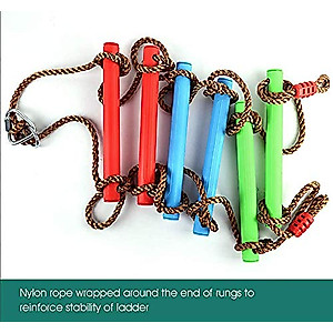 (Set of 2) Climbing Rope Tree Swing and Climbing Rope Ladder, with Platforms and Disc Swings Seat - Playground Swing-Set Accessories Outdoor for Kids`