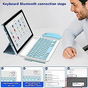 Tablet With Keyboard 2 in 1 Tablet Android Tablet 10 Inch Tablets, Include Mouse Case Stylus Tempered Film 5G Wifi Wifi6 128GB ROM+6GB RAM 10 IN IPS 8MP Camera 6000mAh Battery 10.1" FHD Android 11 Tab