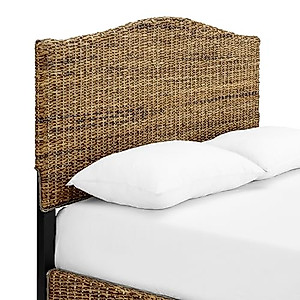 Crosley Furniture Serena Platform Bed, Handwoven Natural Fiber Rattan Headboard and Footboard Set, Banana Leaf, King