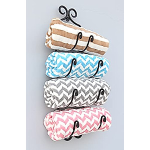 Towel Rack Wall Mounted, Bathroom Decor, Metal Towel & Wine Rack Holder, Storage Shelf for Bath Cloths, Small/Large Towels, Yoga Mat, Foam Roller, Washcloths, Hats, Decor (Black) by The Metal Magician