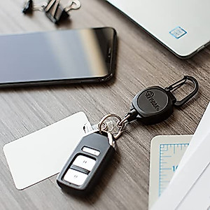 KEY-BAK 0KB1-0A24 Sidekick ID Badge and Key Reel, 24" Kevlar Cord, Tough Polycarbonate Case, Zinc Alloy Metal Carabiner (0KB1-0A24) , Black