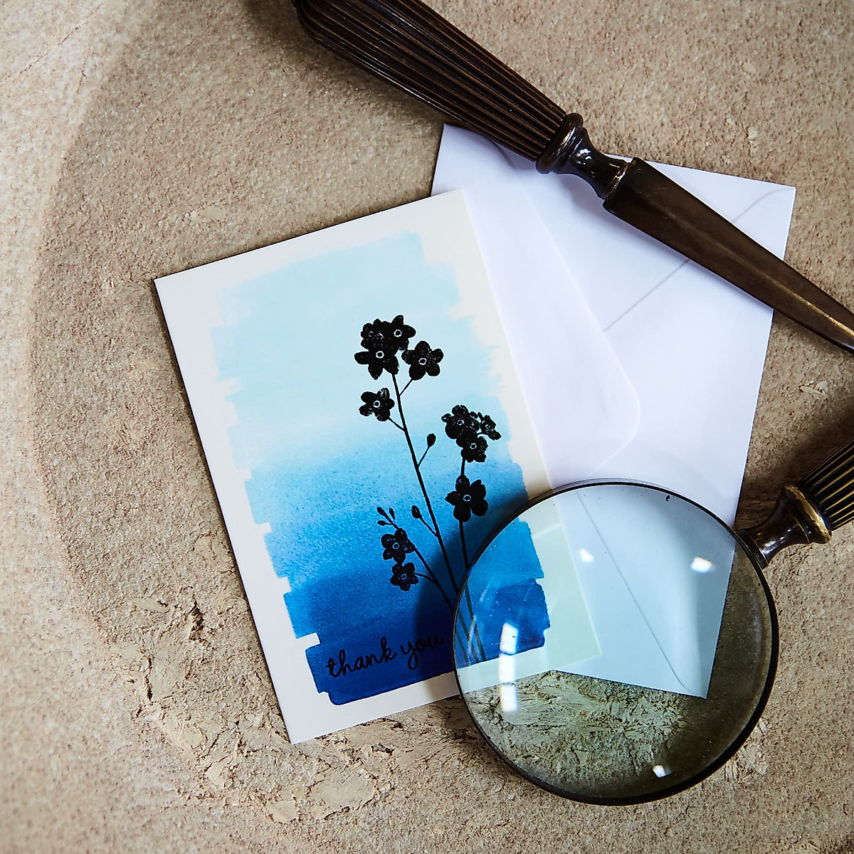 Festive Spice Flower Thank You Cards - Watercolor Designs - 48 Cards with Envelopes - Dandelion, Rose, Lavender, Forget Me Nots