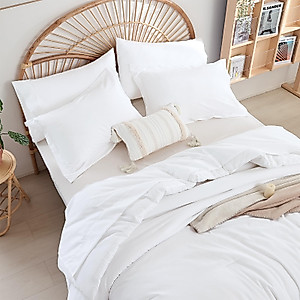 weigelia Full Size Comforter Set 7PCS White Boho Bed Comforter for Women and Men Microfiber Fluffy Comforter Set Full Comforter Set with Sheets and Pillow Shams Ultra Soft Lightweight All Season