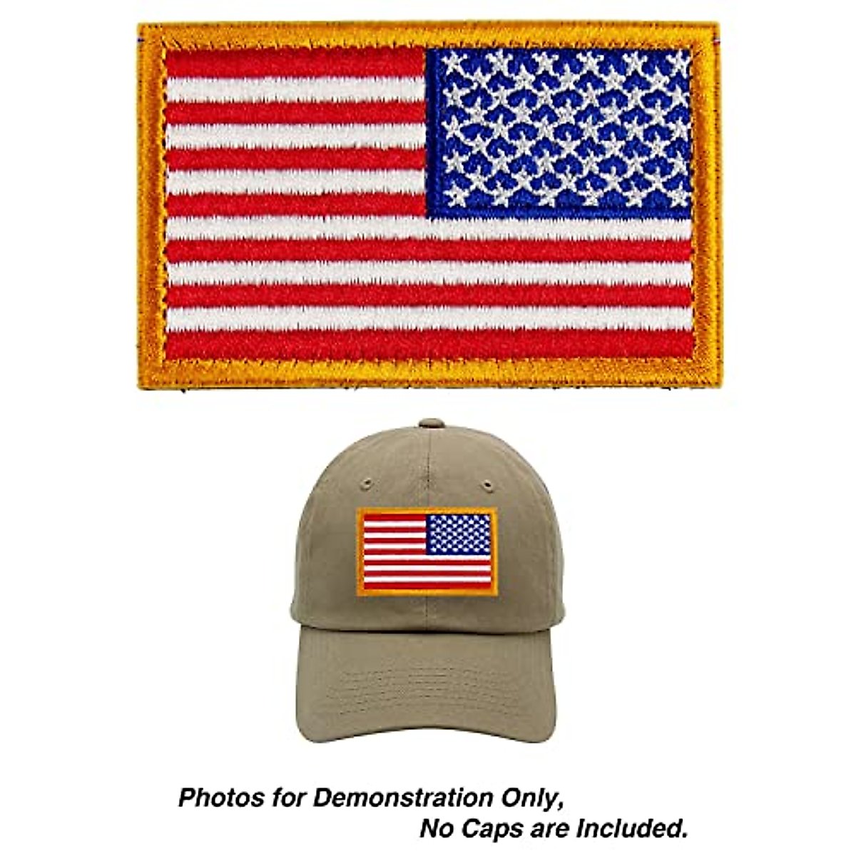 Tactical Patches of USA US American Flag Reverse, with Hook and Loop for Backpacks Caps Hats Jackets Pants, Military Army Uniform Emblems, Size 3x2 Inches