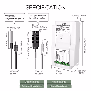 MOES WiFi Smart Temperature Switch Module Sensor with Waterproof Probe, Dual Relay Output Controller, Smart Life Tuya App Remote Control, Programmable Thermostats Kit Works with Alexa Google Assistant