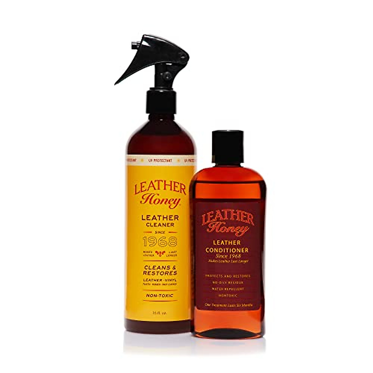 Leather Honey Cleaner and Conditioner Bundle with 16oz Spray Cleaner with UV Protectant and 8oz Conditioner