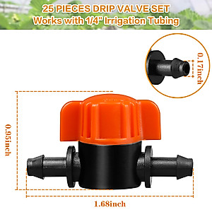 Gardrip 1/4" Drip Irrigation Valve：25 Pack Drip Irrigation Shut Off Switch Valve Fits 1/4 Inch Drip Irrigation Tubing Drip Line Cut Off Valve for Garden Lawn Irrigation System