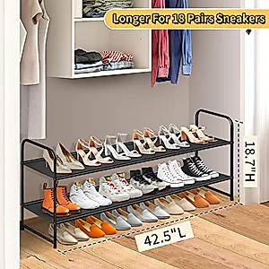 SLEEPING LAMB Long 2-Tier Shoe organizer for Closet and 6 Shelves Jumbo Hanging Closet Organizer and Storage