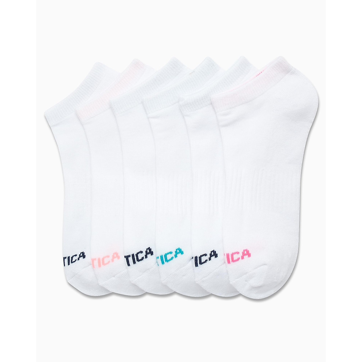 Nautica Women's Low Cut Cushioned Moisture Control Athletic Socks (6 Pack), Size 4-10, White