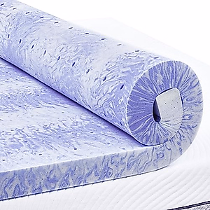 PERLECARE 3 Inch Queen Memory Foam Mattress Topper for Pressure Relief, Cooling Gel Infusion, CertiPUR-US Certified Purple