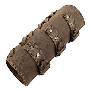 Valhalla Gear, Set of 2 Archery Buckle Bracers, Hand Protector for Bow Shooting Practice, Armband, Wrist Guard, Adjustable Buckle Straps, Full Grain Leather, Handmade, Bourbon Brown