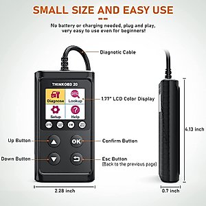 THINKCAR Thinkobd20 Automotive Code Reader, OBD2 Scanner, Check Engine Light, Emissions Scanner, Live Data Stream, Smog Check, Universal for All OBD II Protocol Cars After 1996 [Elite Version]