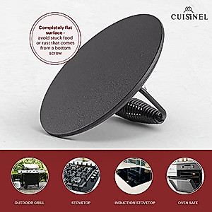 Grill Press - Cast Iron Burger Press for Bacon, Steak and Smashed Hamburgers - 7.5"-inch Diameter Round Pre-Seasoned Heavy Duty 4-lb. Weight Sandwich and Panini Maker - Griddle, BBQ Grill Accessory