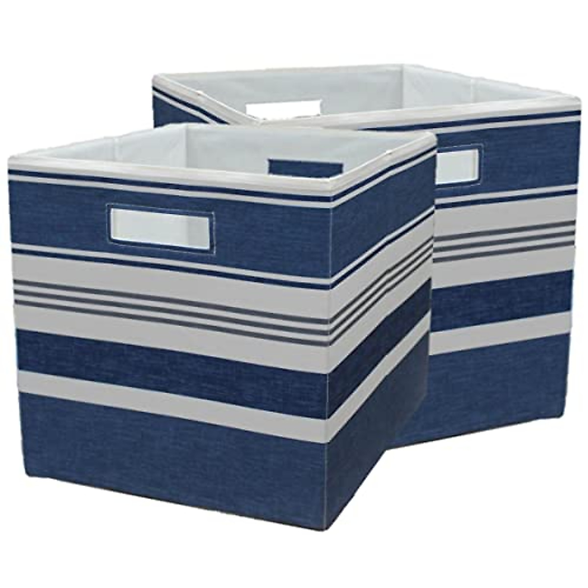 Deahun Better Homes & Gardens Fabric Cube Storage Bins (12.75" x 12.75"), Washed Indigo, 2 Pack (Indigo)