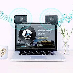 SUPVIN Portable Mini Speakers, External Clip On Computer Speakers, USB Powered Wired Multimedia Mini Soundbar for PC Computer Laptop Speakers