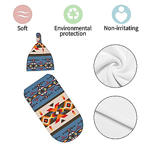 Western Baby Stuff Native American Aztec Navajo Newborn Baby Swaddle Blanket Soft Wrap Sleep Sack with Beanie Hat Gifts for Boy Girl