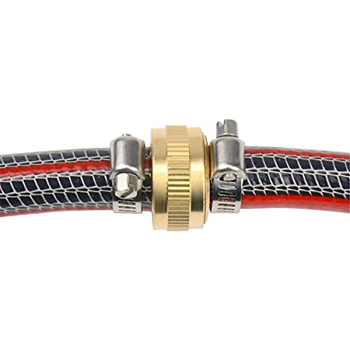 3Sets Brass 1/2" Garden Heavy Duty Hose Mender Repair End Replacement Male Female Connector with Stainless Clamp