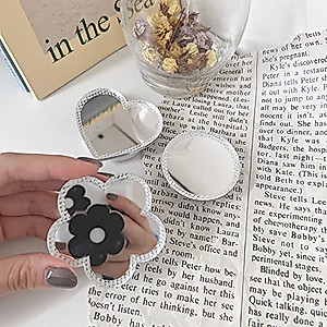ONLYOU GRIPTOK Phone Grip Korean Grip Tok Simple Heart Flower Round Design Mirror Cute Phone Stand Drop Prevention Custom Women's (Heart)