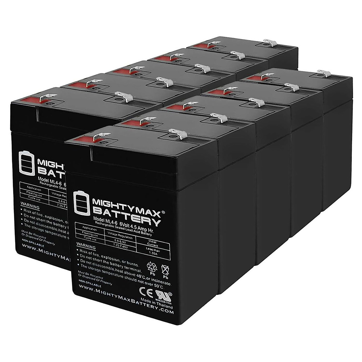 Mighty Max Battery 6V 4.5AH SLA Replacement Battery for Jiming JM-6M4.5AC - 10 Pack